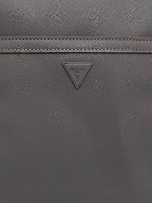 Guess Logo-plaque Cross-hatch Messenger Bag - Grey