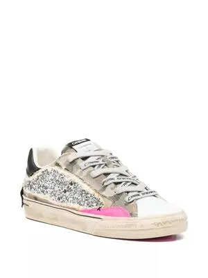 CRIME LONDON Glitter-embellished Camouflage-print Sneakers
