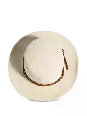 Miu Miu Cotton Drill Hat With Leather Strap - Neutrals