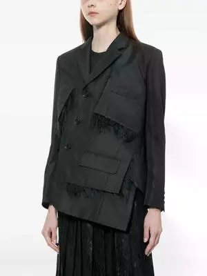 Comme Des Garçons Asymmetric Frayed-trim Single-breasted Blazer