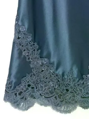 Cynthia Rowley Embroidered Satin Skirt - Blue