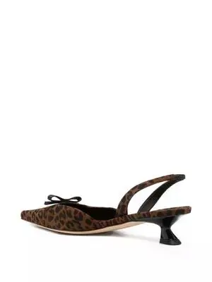 3JUIN Leopard-print Bow-detail Slingback Pumps