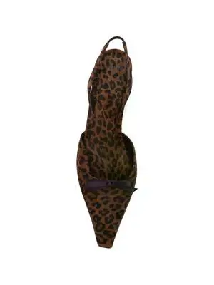 3JUIN Leopard-print Bow-detail Slingback Pumps