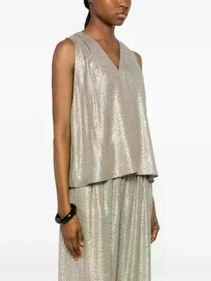 DIEGA Taoda Herringbone-pattern V-neck Top