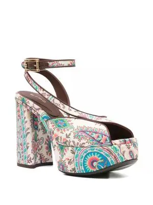 Etro Paisley-pattern Platform-heel Sandals