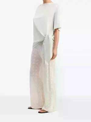Loulou De Saison Mano Gathered Knot Silk Top - Neutrals