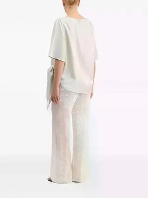 Loulou De Saison Mano Gathered Knot Silk Top - Neutrals