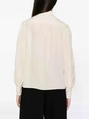 Valentino Garavani Floral-embroidered Pleated-sleeve Blouse