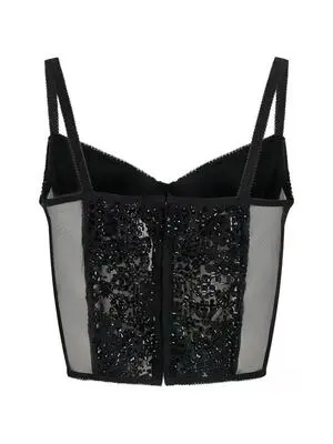 Ermanno Scervino Bead-embellished Lace-up Top