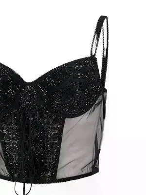 Ermanno Scervino Bead-embellished Lace-up Top