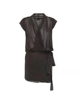 Pinko Ardola Draped Tie-fastening Mini Dress - Brown
