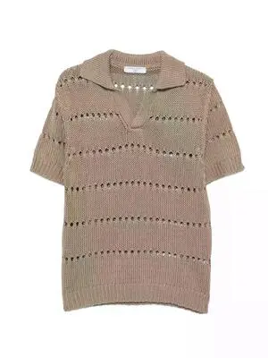 DANIELE FIESOLI Pointelle-knit Short-sleeve Sweater - Neutrals