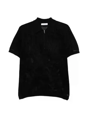 DANIELE FIESOLI Perforated-knit Zip-fastening Polo Shirt - Black