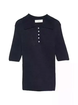 DUNST Ribbed-knit Polo Shirt