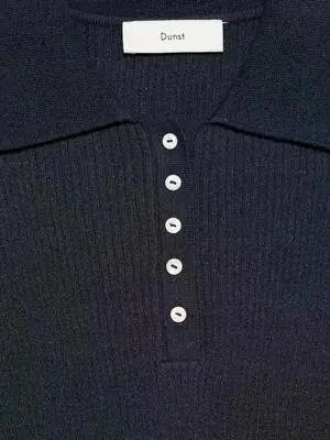 DUNST Ribbed-knit Polo Shirt