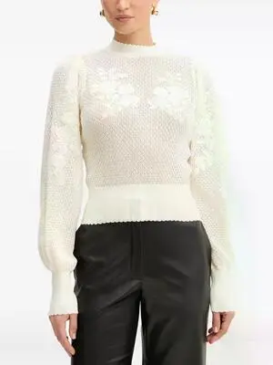 TWINSET Floral-embroidered Open-knit Sweater