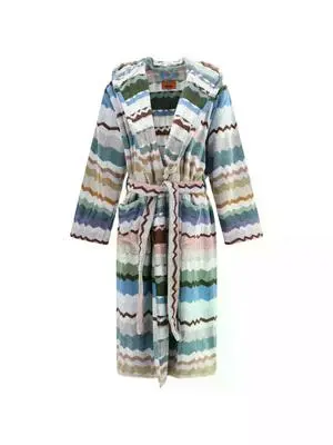 Missoni Eva Zigzag-pattern Hooded Bathrobe - Blue