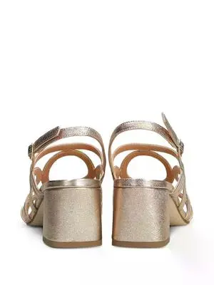 JULIE DEE Cut-out Metallic-effect Sandals