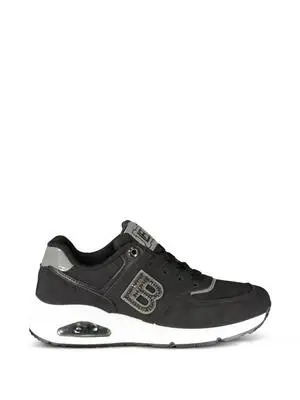 LAURA BIAGIOTTI Logo-patch Crystal-embellished Sneakers - Black