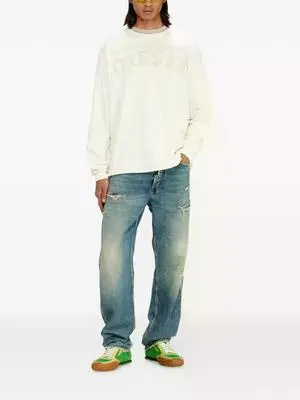 DIESEL® Long-sleeve T-shirt With Prints And Patches - Neutrals