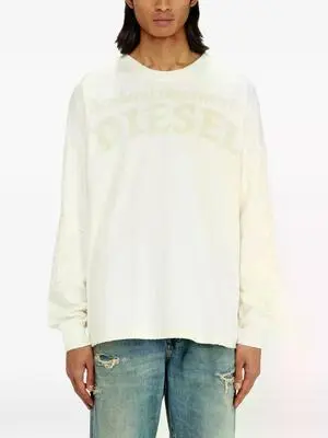DIESEL® Long-sleeve T-shirt With Prints And Patches - Neutrals
