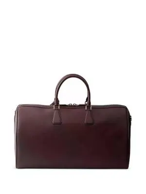 Prada Saffiano Leather Travel Bag With Zipper And Detachable Shoulder Strap