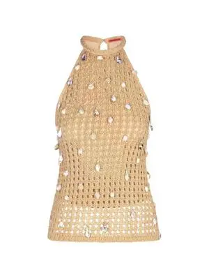 SIMONMILLER Bahi Shell-embellished Crochet Top