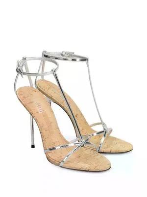 Paris Texas Lidia Metallic-effect T-bar Sandals
