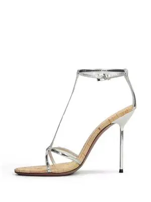 Paris Texas Lidia Metallic-effect T-bar Sandals