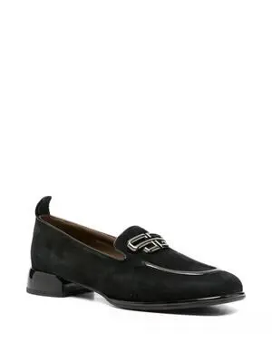 LINDA BAUMANN Logo-plaque Suede Loafers