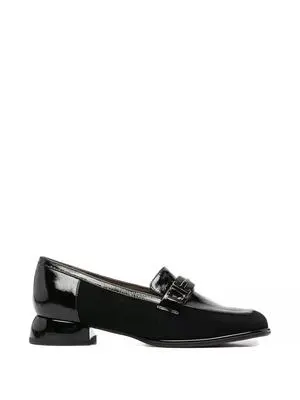 LINDA BAUMANN Patent-panelled Logo-plaque Loafers