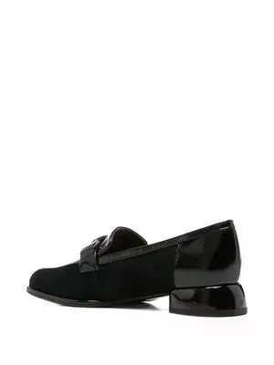LINDA BAUMANN Patent-panelled Logo-plaque Loafers