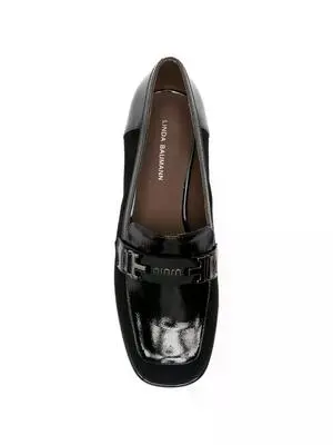 LINDA BAUMANN Patent-panelled Logo-plaque Loafers