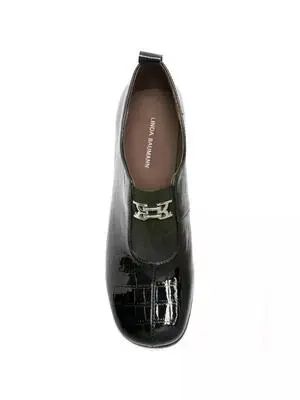 LINDA BAUMANN Crocodile-embossed Leather Pumps