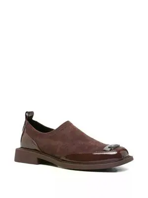 LINDA BAUMANN Suede Derby Shoes With Metal Detail - Brown