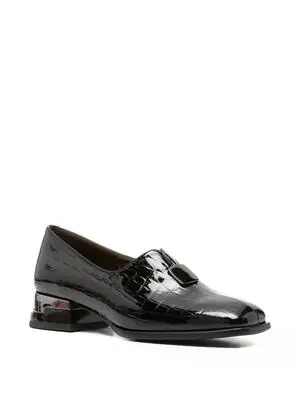 LINDA BAUMANN Croc-effect Buckle-detail Loafers - Black