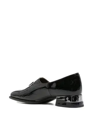 LINDA BAUMANN Croc-effect Buckle-detail Loafers - Black