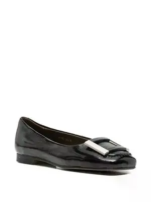 LINDA BAUMANN Buckle-detail Square-toe Ballet Flats