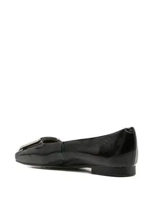 LINDA BAUMANN Buckle-detail Square-toe Ballet Flats