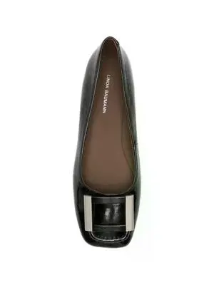 LINDA BAUMANN Buckle-detail Square-toe Ballet Flats