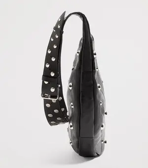 Valentino Garavani Medium Leather Hobo Shoulder Bag - Black