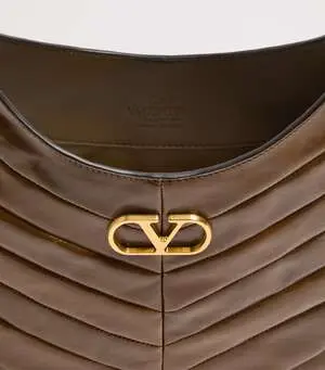 Valentino Garavani Small Lambskin Hobo Shoulder Bag - Brown