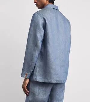GOD'S TRUE CASHMERE Linen-denim Jacket With Carnelian Gemstones