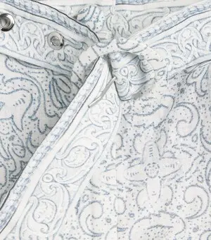 Camilla Linen Printed Belted Shorts