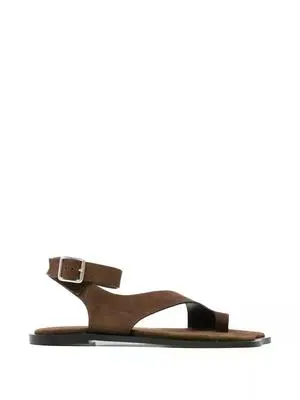 ALOHAS Buckle-fastening Asymmetric Sandals - Brown