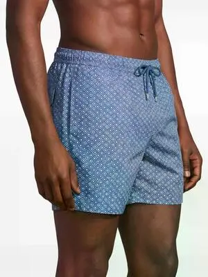 Paul & Shark Geometric Watercolor Print Swim Shorts - Blue