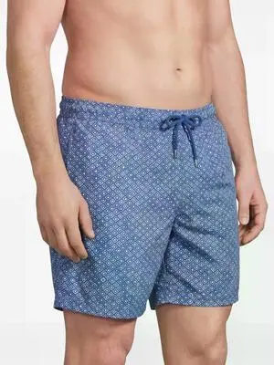 Paul & Shark Geometric Watercolor Print Swim Shorts - Blue
