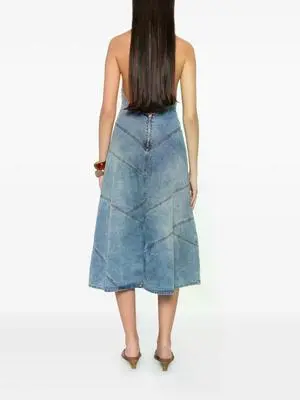 EB DENIM Delphi Pieced Halter Midi Dress