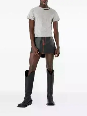 Camper Zip Fastening Leather Skirt