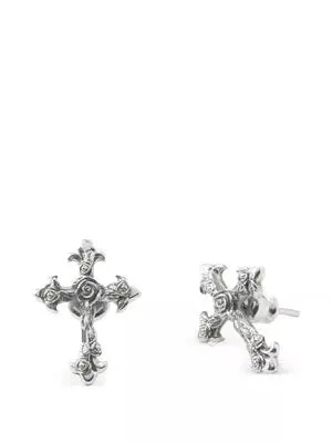 Emanuele Bicocchi Rose Cross Stud Earrings - Silver